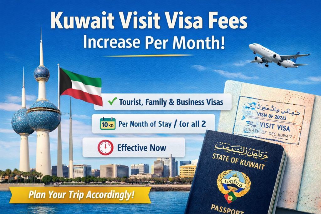 Kuwait Visit Visa Fees Increase to 10 KWD – Latest Update
